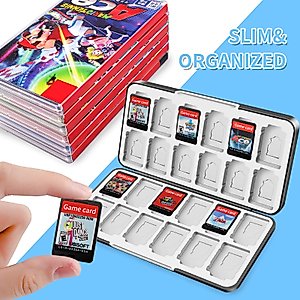 OLDZHU Switch Game Case Holder Compatible with Nintendo Switch&Switch OLED Game,Switch Game Card Case Storage for 24 Games Cartridges and 24 Micro SD Card,Portable Switch Game Case,Black Texture