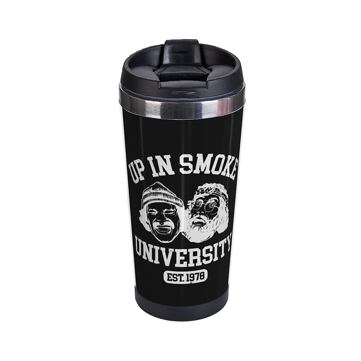 Cheech and Chong University 13 oz Stainless Steel Coffee Cup Suitable for Home, Office, Travel, Party