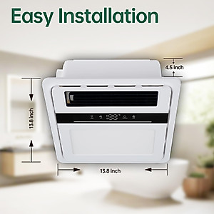 VallisCo Bathroom Exhaust Fan with Light and Heater 4 in 1 Bathroom Fan with Heater for Ventilation, Lighting, Warming, and Drying Powerful & Quiet Bathroom Fan with Light and Heater for Comfort