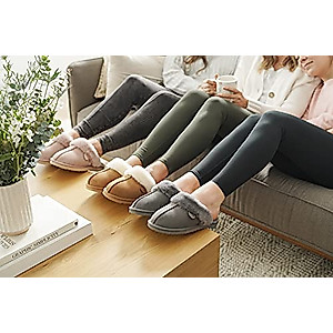 Dearfoams Womens Fireside Sydney Shearling Fur Indoor/Outdoor Scuff With Wide Widths Slipper, Dusty Pink, 9 US