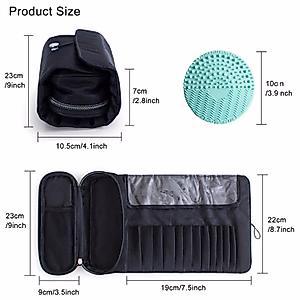 Warmstore Makeup Brush Bag, Travel Makeup Brush Case Makeup Brush Holder Organizer Cosmetic Bag Portable Roll Up Brush Storage Bag for Makeup Brushes and Cosmetic Essentials (Black)