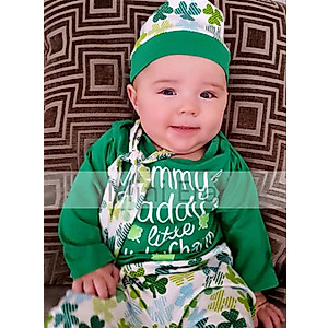 bakjuno Baby Boys Girls Cute ST Patrick's Day Outfit Clover Pants with Hat(0-3 Months) Green