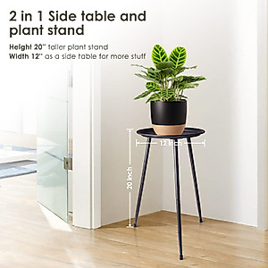 JOFAMY Black Metal Plant Stand Indoor Outdoor,Tall Flower Pot Holder,Mid Century Small Round Side Table,Modern Stools for Plants Indoor,Living Room
