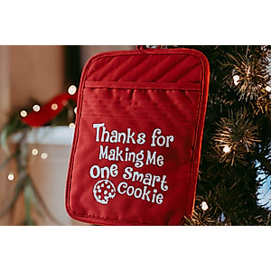 Teacher Appreciation Gift for Women - Thank You Present Potholder - One Smart Cookie Oven Mitt - Set of 2 (One Smart Cookie)