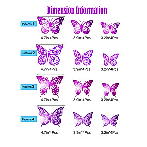 JOSDIOX Butterfly Pale Plum48 Decorative Wall Stickers, 48pcs Metallic Cardboard Butterflies, 3D Party Decorations, Bedroom Living Room Dining Room Wall Decor