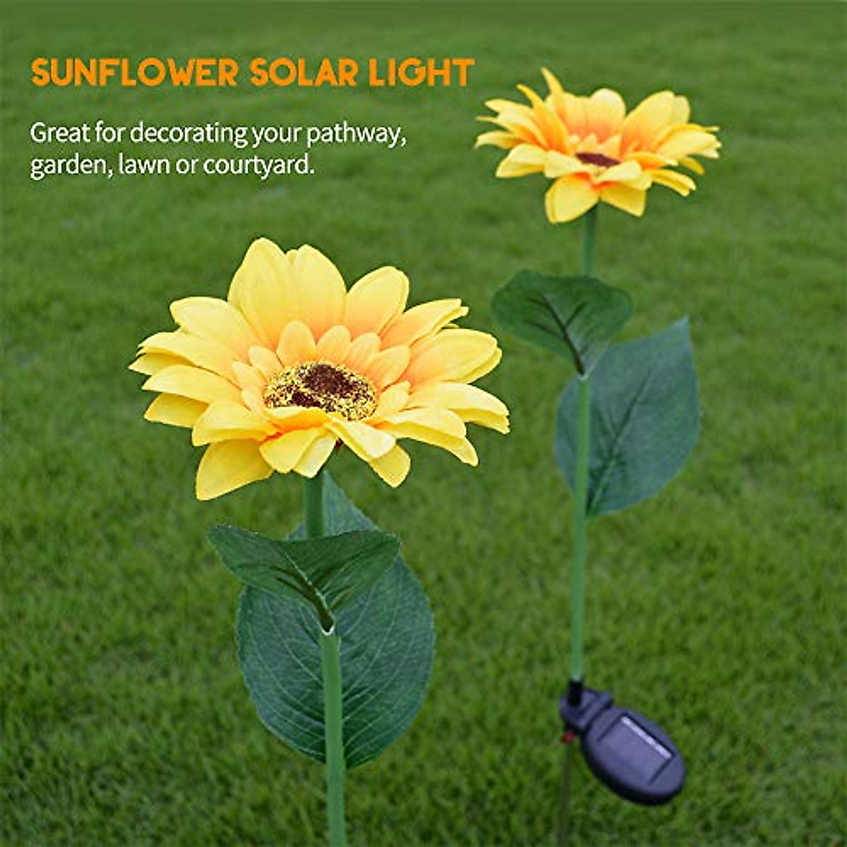 AHNNER Sunflower Solar Lights Outdoor Garden Decorative, 26'' Fall Solar Garden Lights, Solar Flower Lights IP65 Waterproof for Yard Patio Porch Backyard (2 Pack)