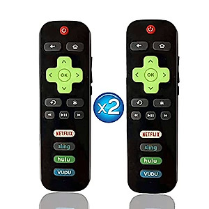 (Pack of 2) Replacement Universal Roku TV Remotes [Glow in The Dark], Compatible ONLY with Roku TV Model: TCL/Hisense/Onn/Sharp/Element/Westinghouse/and Philips Roku TV