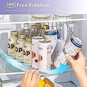 Square Lazy Susan for Refrigerator, Lazy Susan Turntable Organizer for Refrigerator, Transparent Countertop Condiment Storage Rack,for Kitchen, Cabinet, Table, Pantry (13.8 X 10.2 in, 1pcs)