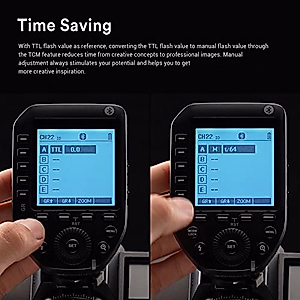 Godox XProII-C TTL Wireless Flash Trigger Compatible for Canon Cameras, 2.4G Wireless Flash Transmitter HSS 1/8000S,Bluetooth Connection, TCM Transform Function, New Hotshoe Locking, Large LCD Display