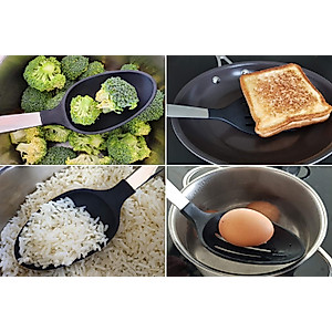 Daily Kitchen Utensil Set Silicone and Stainless Steel - Heat Resistant Cooking Utensils for Non Stick Cookware - Silicone Spatulas and Spoons for Cooking, Baking, Fried, Mixing, Serving - 4-Piece Set