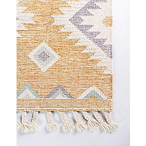 Unique Loom Mesa Collection Geometric, Natural Fibers, Southwestern, Bohemian Area Rug (2' 0 x 3' 0 Rectangular, Yellow/ Ivory)