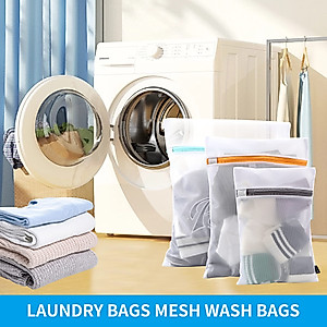 WBTEER 9-Piece Laundry Bag, Mesh Laundry Bag with Zipper, Lingerie Bags for Washing Delicates, 3 Sizes, Reusable Washing Bag for Underwear, Tops, Socks, Pants, Sweaters, Bras and Baby Clothes