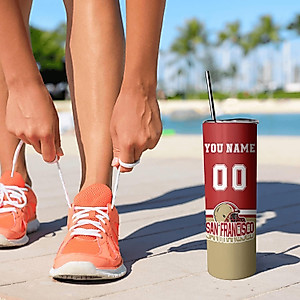 20oz Football City Customs stainless steel Insulated tumbler with Lid and Straws, Personalized football gifts for fans, Travel Cup Adds Your Name and Number