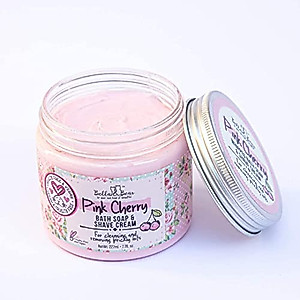 Bella & Bear Pink Cherry Bath Soap & Shave Cream, Paraben Free, No Harmful Chemicals, Cruelty Free, Vegan, 6.7oz