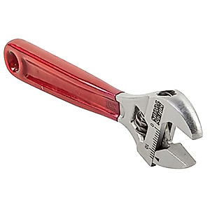 Klein Tools D506-4 Adjustable Drive Wrench, Forged with High Polish Chrome Finish and a plastic dipped handle, 4-Inch