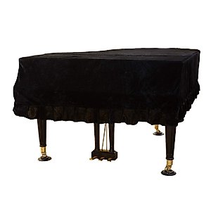 ESYUEL Pleuche Grand Piano Cover Bordered Dust Protective Cover Cloth 62.9 x 59 x 20.48in (160cm/62.9in, Black)