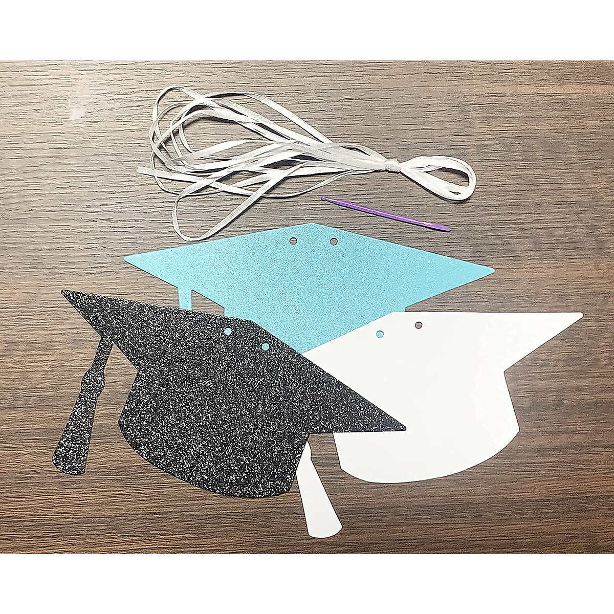 Graduation Decorations Turquoise Black 2023/4pcs Graduation Hat Banner Garlands Teal White Black for Class of 2023 Graduation Party Supplies Teal Grad
