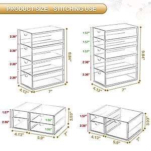 Makeup Organizer Storage With 16 Drawers, 4 Pcs Desktop Office Supplies, Desk Organizers, Clear Desk Accessories, Dustproof Drawer Organizer and Storage for Make Up, Jewelry, Pen, Desktop Stationary