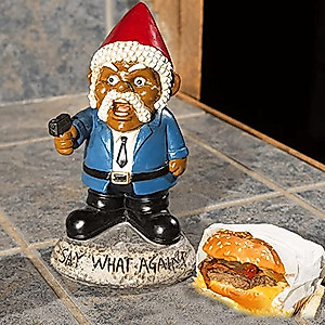"Say What Again" Angry Garden Gnome, Funny Gnome with a Weapon Resin Ornaments, 9" War Gnome Outdoor Garden Statues for Indoor/ Outdoor/Lawn/Yard Art Decorations