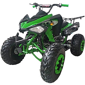 HHH 200cc Sports Quad ATV with LED Headlights Automatic Transmission with Reverse, Big 23"/22" Tires! (Red, Factory Package)