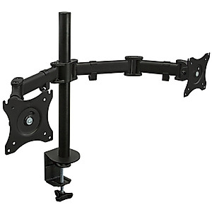 Mount-It! Dual Monitor Mount | Double Monitor Desk Stand Arm | Two Articulating Arms Fit 2 Screens 17 19 20 21 22 24 27 Inch Computer | VESA 75 100 Compatible Displays | C-Clamp Base
