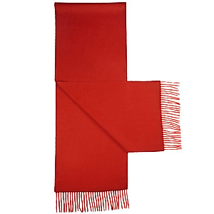 CANDOR AND CLASS Women's 100% Pure Cashmere Scarf, Solids, Plaids, Soft Cashmere Scarfs for Women and Men, Gift Box (Solid Red)