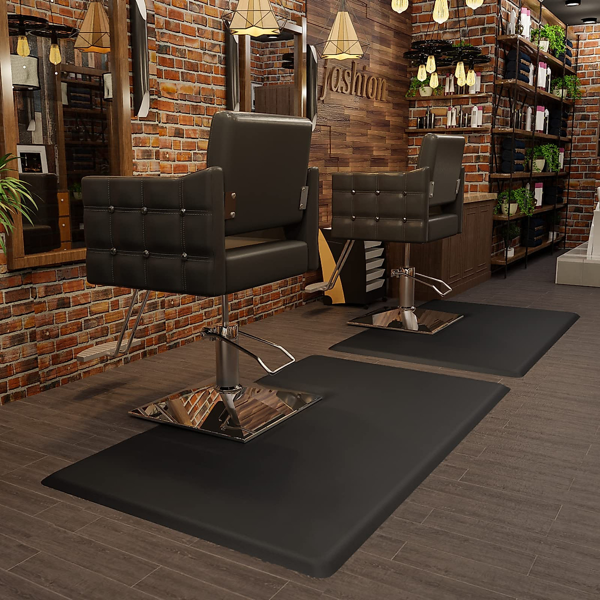 OmySalon 3' x 5' Barber Floor Mat Anti Fatigue for Stylist Standing, 3/4'' Thick Comfort Hair Matt Square Base for Salon Styling Chair, Hair Cutting Hairdressing Beauty Equipment