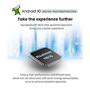 Android 10.0 TV Box, 4GB RAM 64GB ROM Smart TV Box, Supports 2.4G/5G Dual Wi-Fi, Support 6K Resolution, USB 2.0, with HDMI Cable and Remote Control