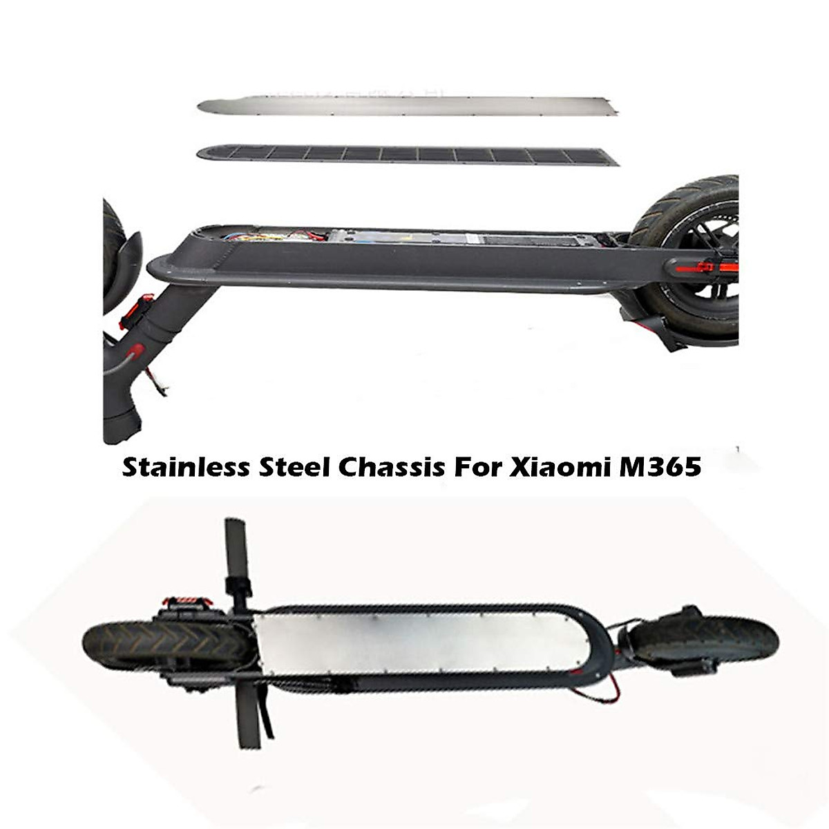 FOLOU Electric Scooter Bottom Battery Cover Anti-Collision Plate Guard Plate Stainless Steel Chassis for Xiaomi Mijia M365 Scooter Accessories (White)