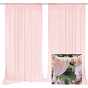 Emart Pink Backdrop Curtains, 10 X 10ft Tulle Chiffon Fabric Drape for Parties Wedding Stage Decoration, Soft Smooth Background Cloth for Baby Shower Photography Birthday Photo Photoshoot