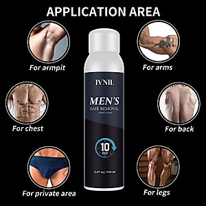 Hair Removal Spray Foam for Men Hair Removal Cream IVNIL - Effective & Painless Hair Removal Cream for Men's Underarm, Chest, Back, Legs - Depilatory Cream, Suitable For All Skin Types
