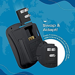 Ceptics World Travel Adapter Kit - QC 3.0 Dual USB + Dual US Outlets, Surge Protection, Perfect For Europe, UK, China, Australia, Japan, Perfect For Laptop, Cell Phones, Cameras - Safe ETL - Black