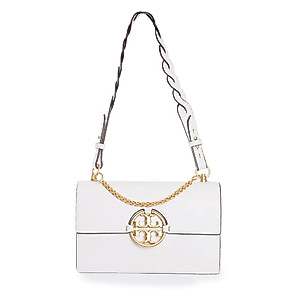 Tory Burch Womens Miller Leather Convertible Shoulder Handbag Ivory Medium