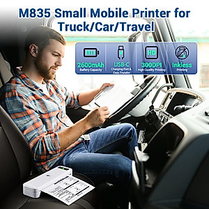 Phomemo Portable Printers Wireless for Travel, Inkless Printer Thermal M835, Mobile Printer Bluetooth Support 8.5"/A4/4.33"/3.15"/2.08" Thermal Paper Roll, Compact Printer Compatible with iOS&Android