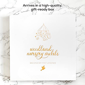 First Landings Woodland Baby Mobile for Crib - Baby Nursery Mobiles - Woodland Nursery Decor Theme - Gender Neutral Baby Stuff - Animals Forest Nursery Decor Baby Mobile - Woodland Baby Stuff