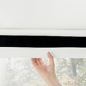 Sun Zero Denna Black Ribbon Border Stripe 100% Blackout Cordless Roman Shade, 33" x 64", Black/White