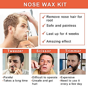 ANREACHO Nose & Ear Hair Wax Kit for Men & Women, 100g Wax with 20 Applicators, Safe Home Grooming Solution for Painless 15-20 Time Usage