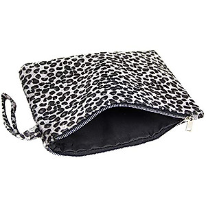 by you Women Faux Fur animal Leopard Print Clutch Pouch Wristlet Purse Bag (Leopard - Grey)