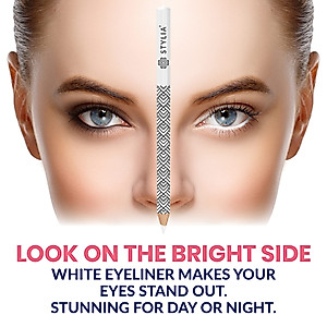 White Eyeliner Pencil - Waterproof, Long-Lasting - Soft Strokes, Easy Glide - Highly-Pigmented Silky Pen - Multipurpose Makeup Tool, Works as Eyeshadow, Highlighter, or Lip Liner - 12-Pack