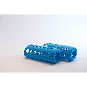 Silicone Glass Baby Bottle Cover by HNR - 2 Pack Blue