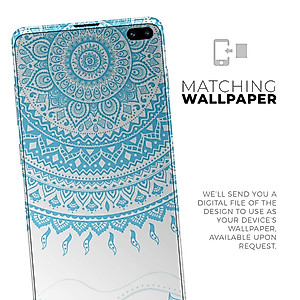 DesignSkinz Bright Blue Circle Mandala v3 Protective Vinyl Decal Wrap Skin Cover Compatible with The Samsung Galaxy S20 (Screen Trim & Back Glass Skin)