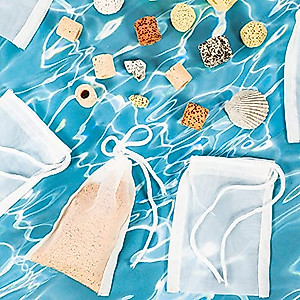 Shappy 12 Pieces Small Aquarium Filter Bags 150 Micra Fine Filter Media Bags High Flow Nylon Mesh Bags with Drawstring for Fish Tank Fine Resins Filter Activated Carbon Fresh or Saltwater