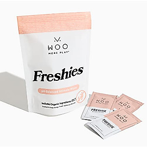 Woo More Play Freshies: All-Natural Feminine Intimacy Towelette Wipes with Coconut Water and Aloe Vera, Promotes Feminine Health & Helps Alleviate Irritation - Vegan and Cruelty Free, 20ct
