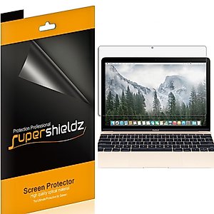 Supershieldz (3 Pack) Designed for Apple MacBook 12 inch (2015, 2016, 2017) Screen Protector, High Definition Clear Shield (PET)