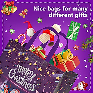8Pack Large Christmas Gift Bags, Reusable Christmas Bags for Gifts，Christmas Tote Bags with Handles, 12.4"×9.7"×6.8" Xmas Gift Bags for Christmas Presents, Holiday Gift Bags for Shopping, Party Favor