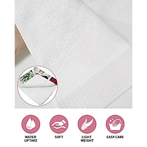 Hokiten Christmas Gnomes Waffle Kitchen Towels Dishcloths, Xmas Tree Winter Snowflake Red Black Plaid Absorbent Dish Towels | Hand Towels for Bathroom/Bar, 12 x 12 Inch, 2 Pcs