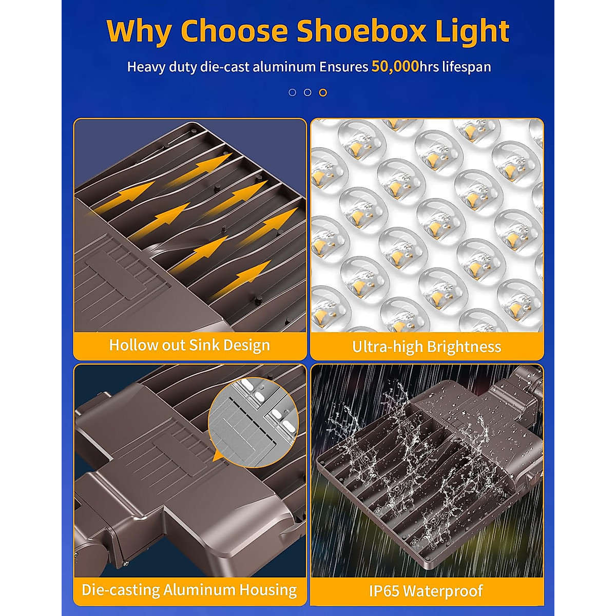 6PCS LED Parking Lot Lights 150W 120W 90W, LED Shoebox Light 5000K Adjustable Slip Fitter, UL Listed Outdoor Pole Light with Photocell, IP65 Waterproof Commercial Street Area Flood Lighting 100-277V