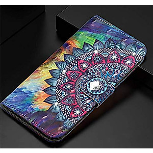 EMAXELER Xiaomi Redmi 9A Case 3D Creative Pattern PU Leather Wallet Diamond Case Bookstyle Flip Stand Card Holder Shockproof Magnetic Cover for Xiaomi Redmi 9A CY Oil Painting Mandala.