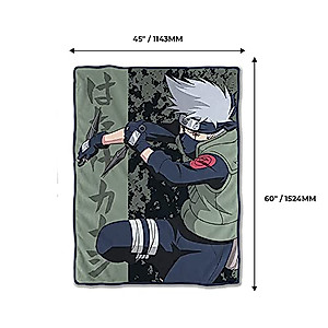 Naruto Shippuden Fleece Blanket for Couch Sofa and Bed | 45 X 60 Inches Naruto Blanket with Free Air Freshener Featuring Kakashi | Official Licensed | by Just Funky