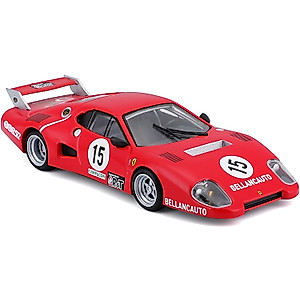 Bburago-1/43 Scale Model Compatible With Ferrari Racing 512 Bb Ii Serie 1981 Racing Car Die-Cast Model Miniature Collectible,Red